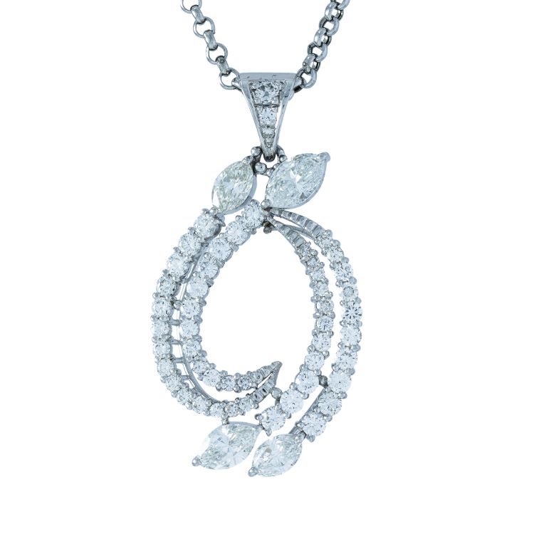 Platinum and Diamond Pendant with Chain | J.S. Fearnley | 5322